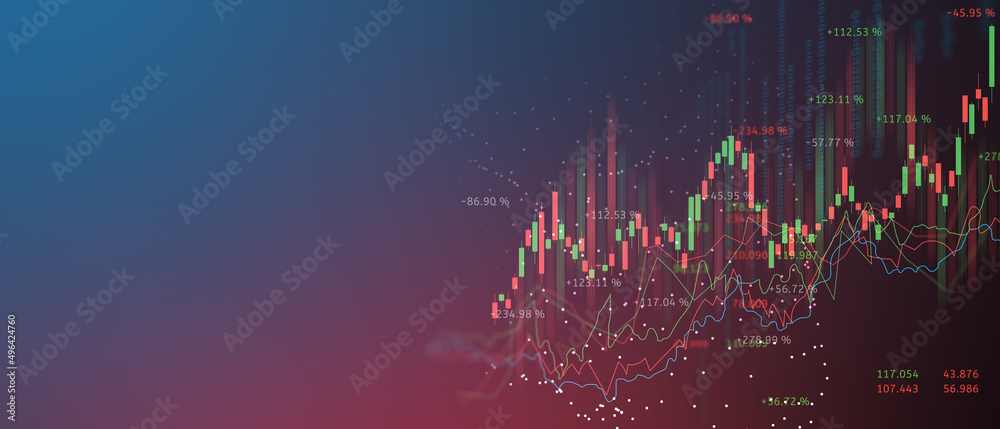 Stock market or trading graph data business digital background banner ...