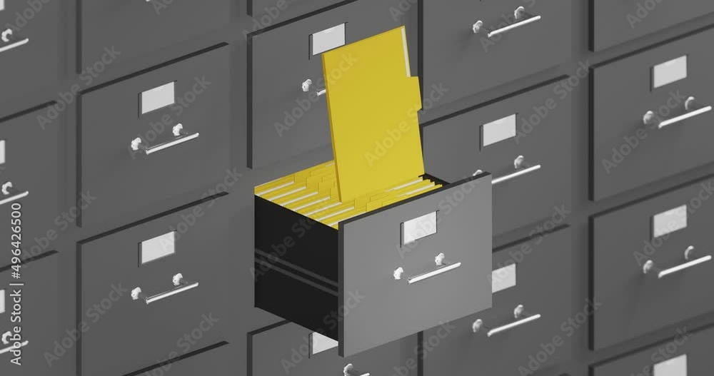 Office locker. 3d animation of an office drawer with important ...