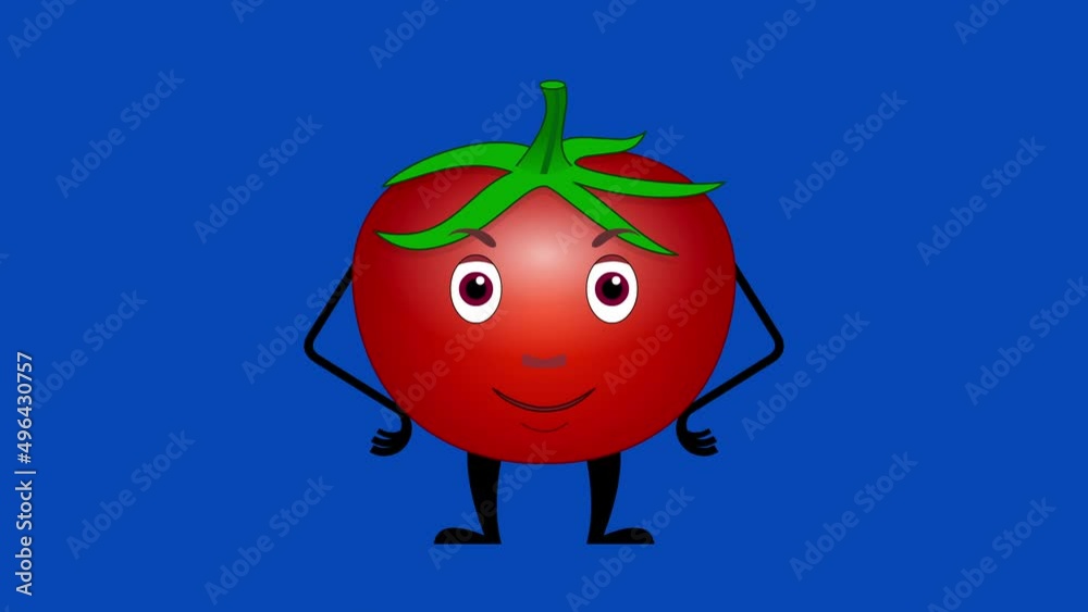 Cartoon tomato talking loop with alpha channel. Vegetable animation on ...
