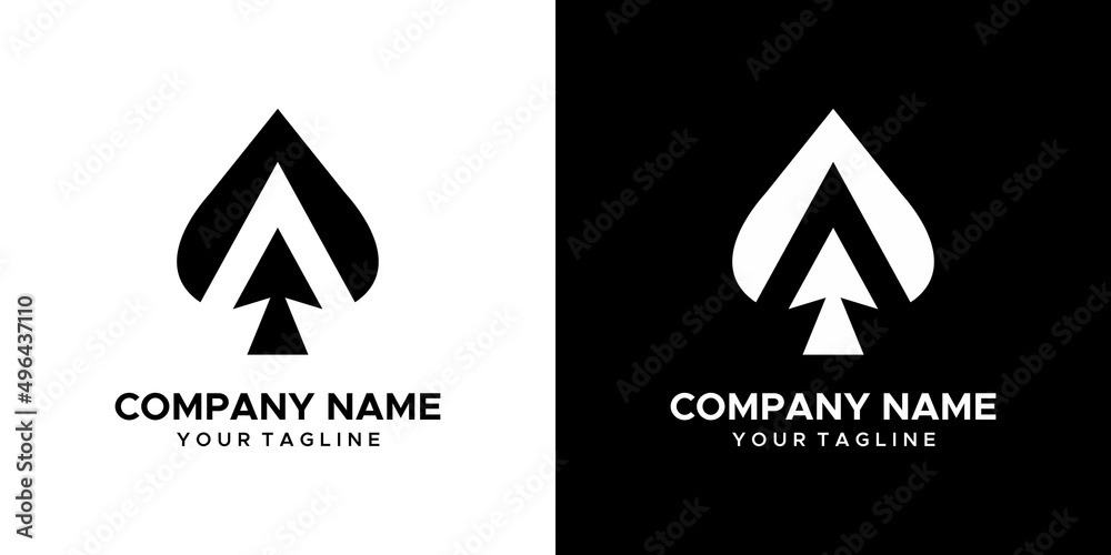 a spade arrow-themed graphic image, on a black and white background ...