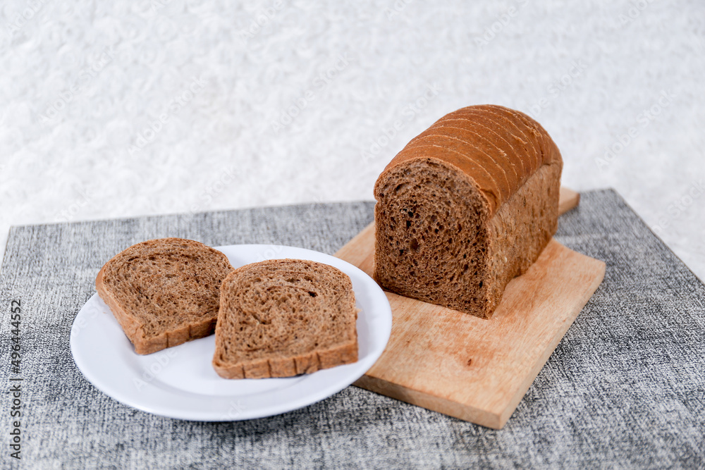 Choco bread loaf slice on a white background. Chocolate flavor Stock ...