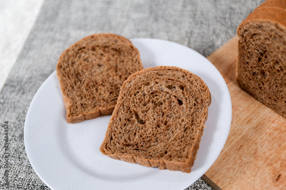 Choco bread loaf slice on a white background. Chocolate flavor Stock ...