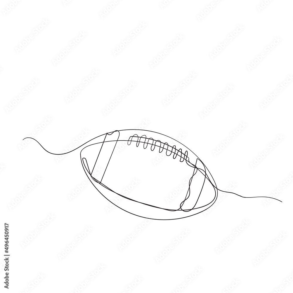 continuous line drawing american football illustration drawn isolated ...