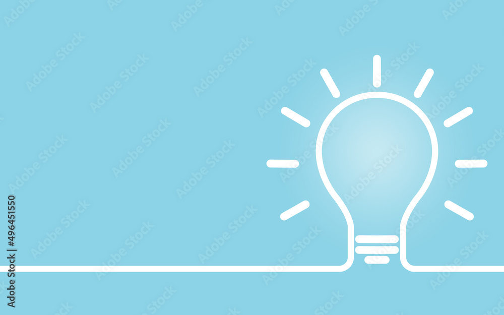 Simple pastel background with linear light bulb. Vector illustration of ...