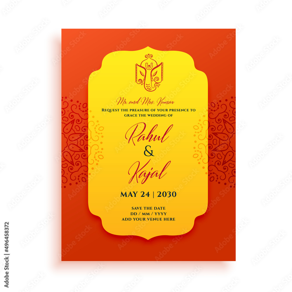 classic indian wedding card template design Stock Vector | Adobe Stock