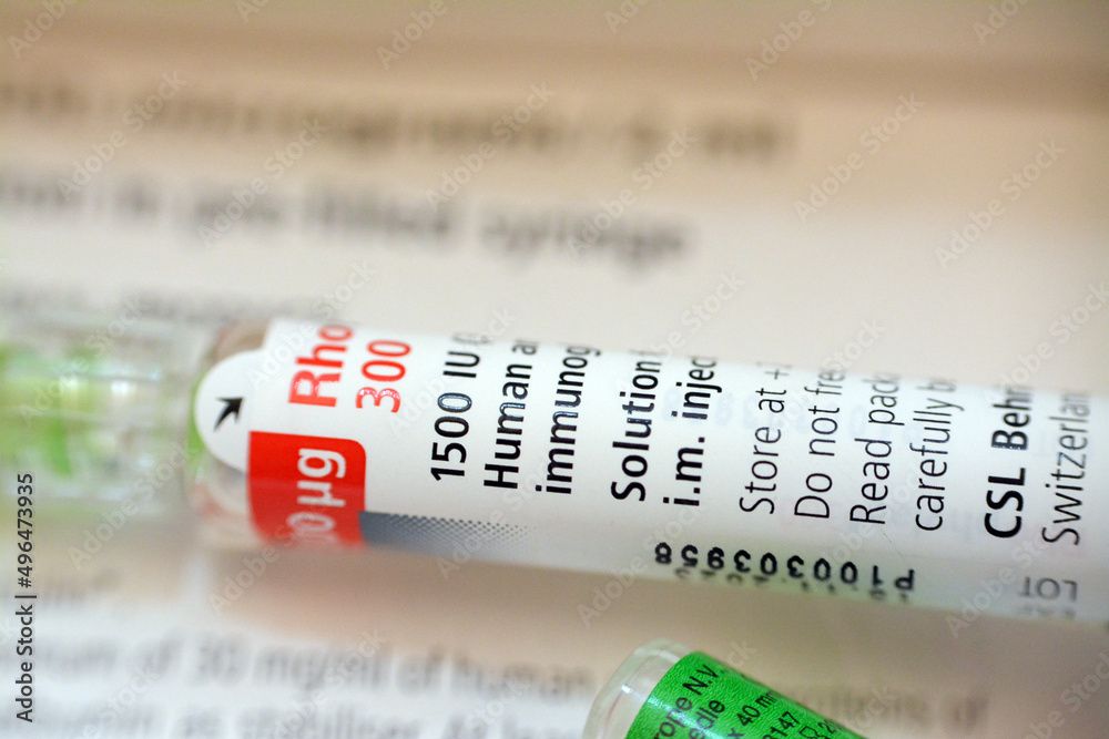 Cairo, Egypt, January 28 2022: Human anti-D (Rh) immunoglobulin ...