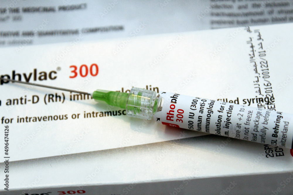 Cairo, Egypt, January 17 2022: Human anti-D (Rh) immunoglobulin ...
