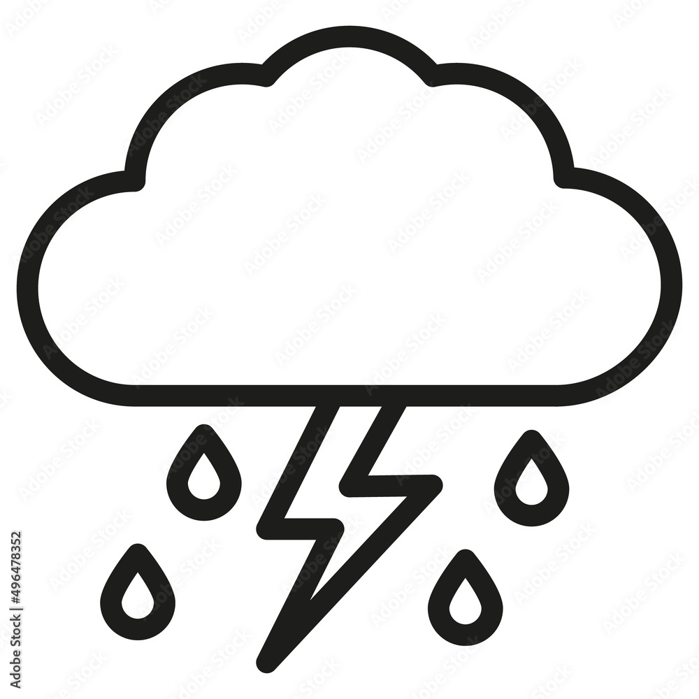 Ikona burza z piorunami i deszczem. Grafika wektorowa chmura ...