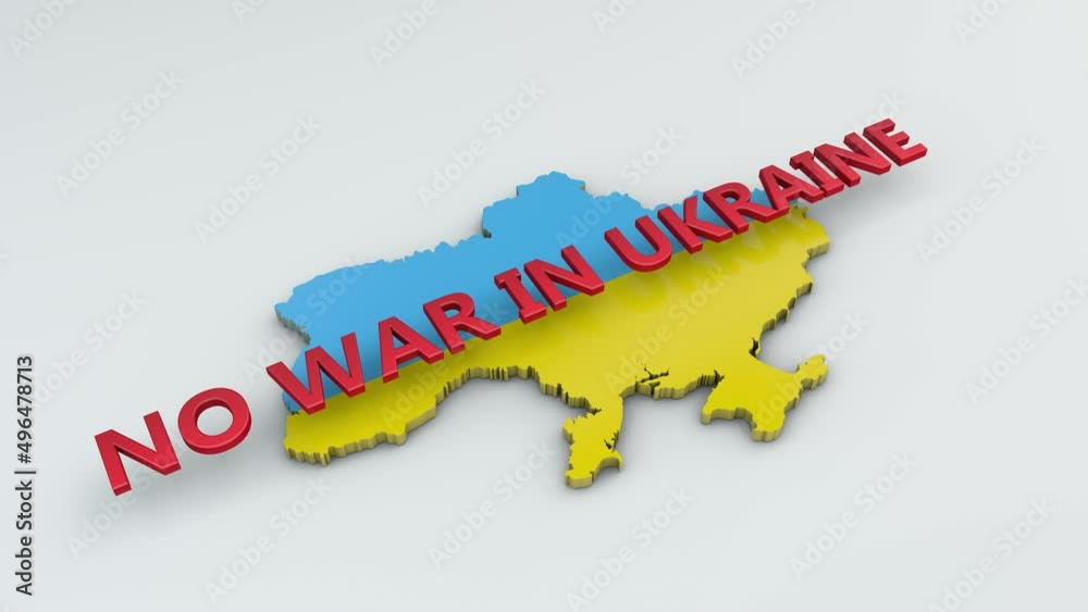 3d animation of the map of Ukraine with the color of the Ukrainian flag ...