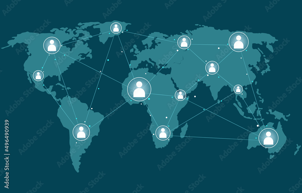 Social network concept. Connecting and communicating around the world ...