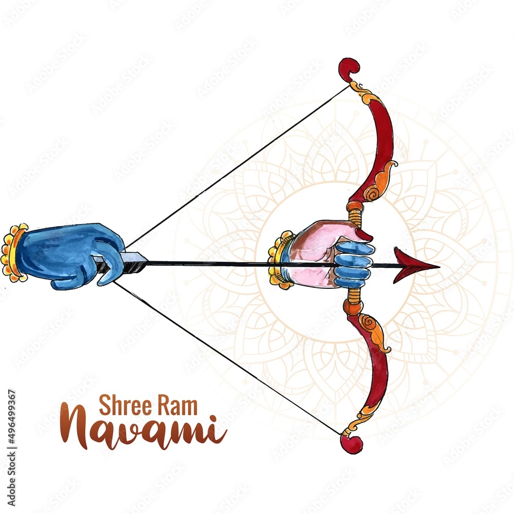 .Illustration of bow and arrow in shree ram navami festival of india ...