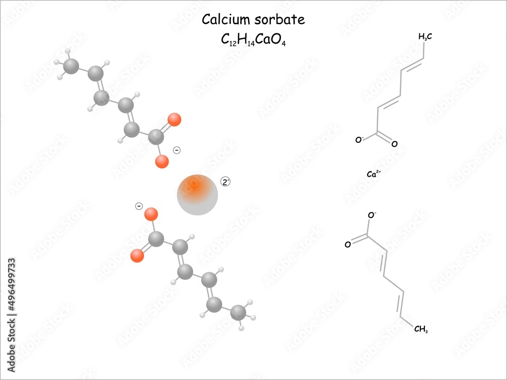 Stylized molecule model/structural formula of the food preservative ...