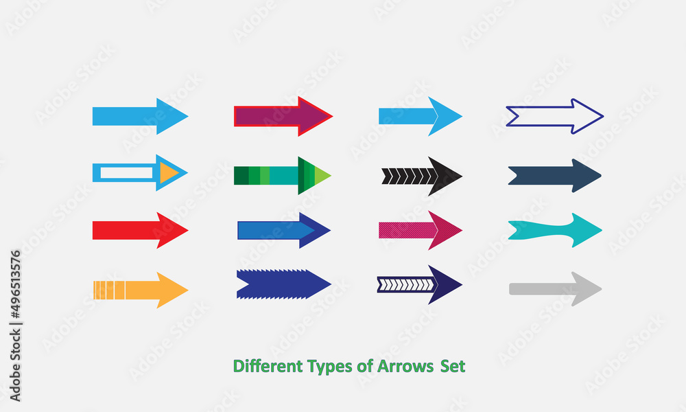 Arrows set icons. Colorful Arrow icon. Arrow vector collection. Arrow ...