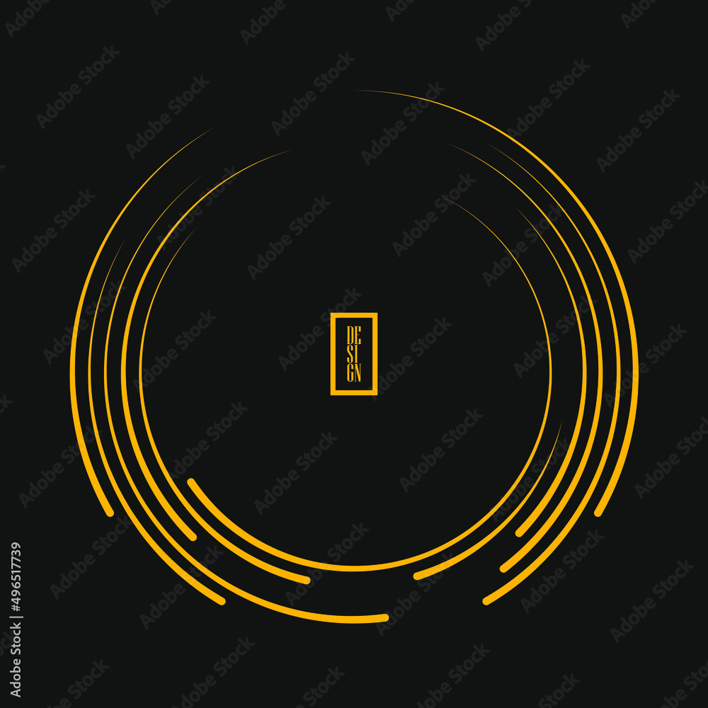 Curved yellow speed lines in round form. Trendy design element for ...
