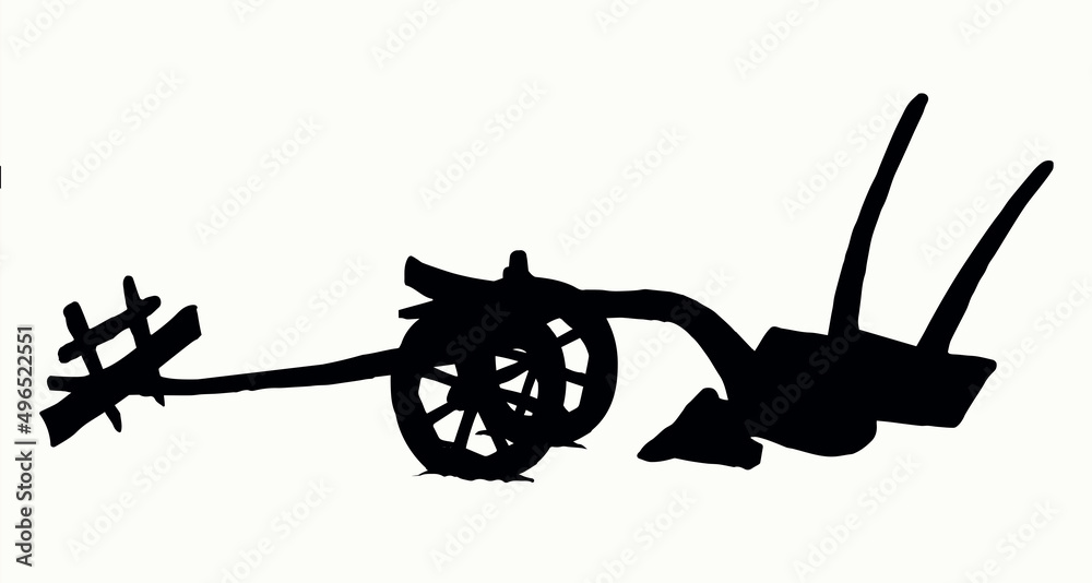 Ancient plow. Vector drawing object Stock Vector | Adobe Stock