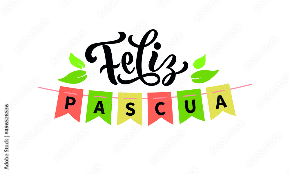 Happy Easter handwritten text in Spanish (Feliz Pascua) isolated on ...