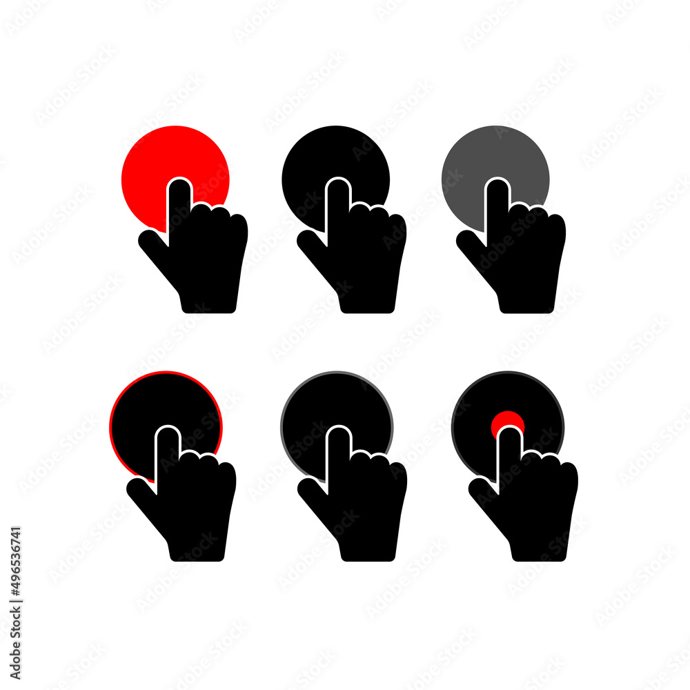 Clicking Cursor Icons Set Pointing Hand Clicks Press The Button Vector Icon Pointer Cursor