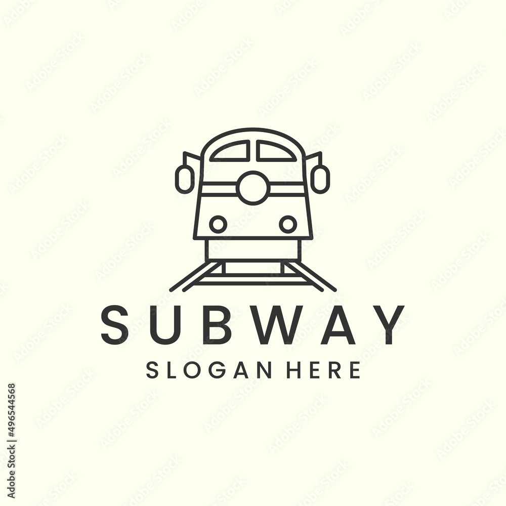 subway train with linear style logo icon template design. train ...