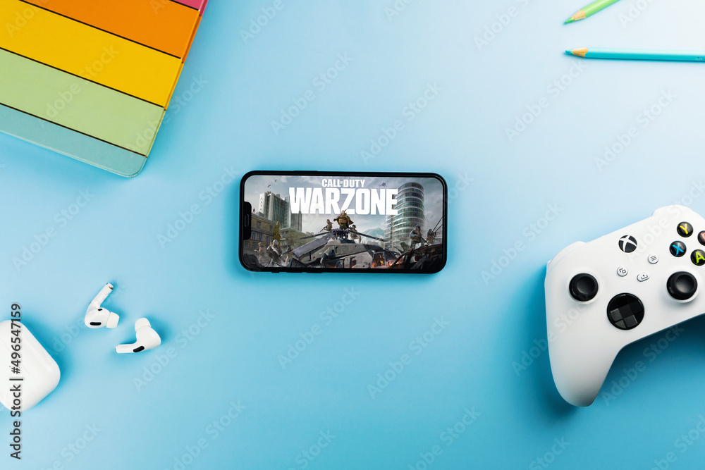 Call of Duty Warzone (COD) mobile game app on the smartphone screen ...