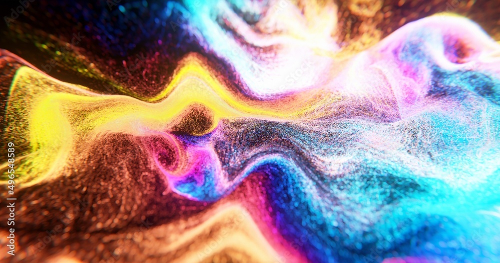 Abstract colorful digital particles wave with dark background. Colorful ...