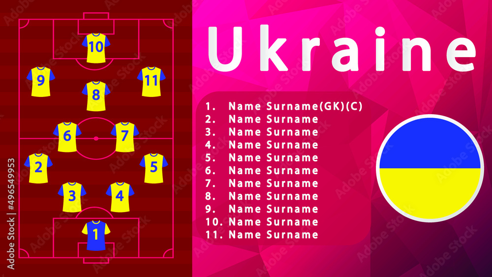 Ukraine National Football Team Formation on Football Field.Ukraine ...