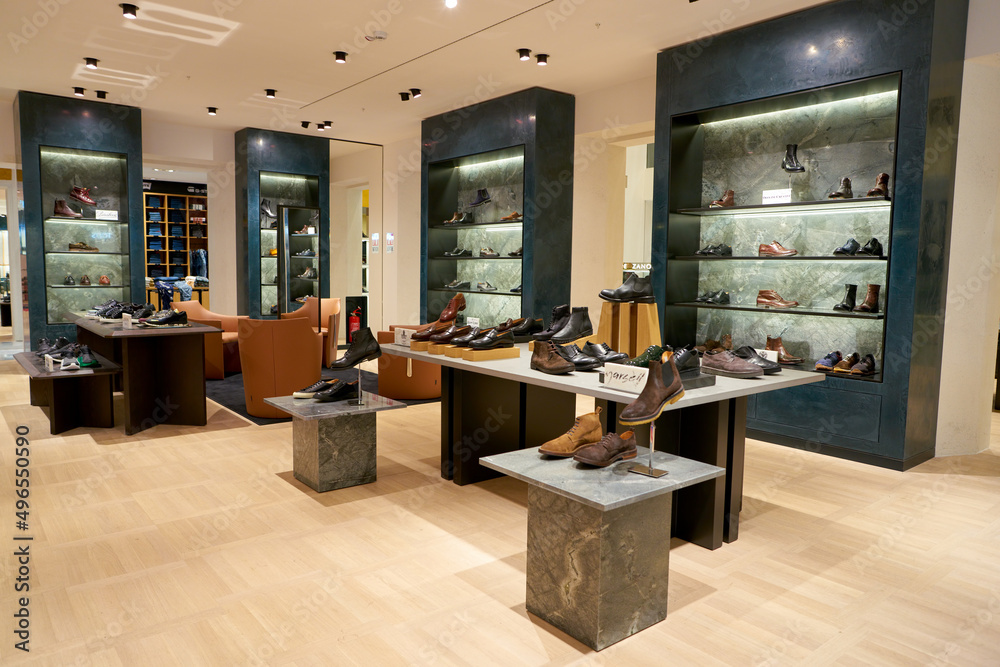 ROME, ITALY - CIRCA NOVEMBER, 2017: men's shoes on display at a second ...