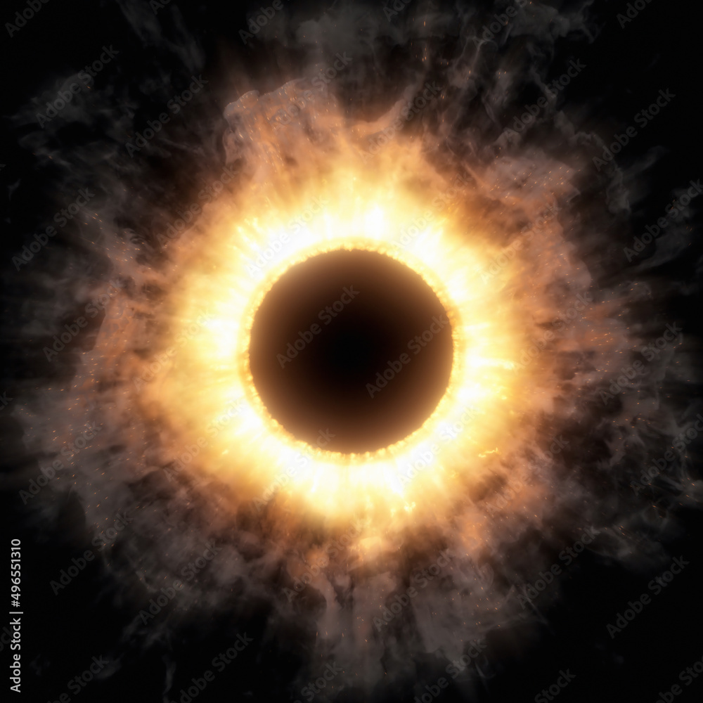 Ring of fire, Plasma ring on a dark background. Realistic circle light ...