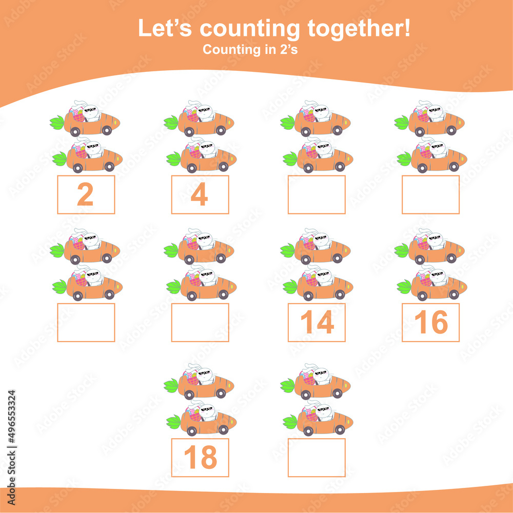 Counting the easter chickens for Preschool Children. Counting multiples ...