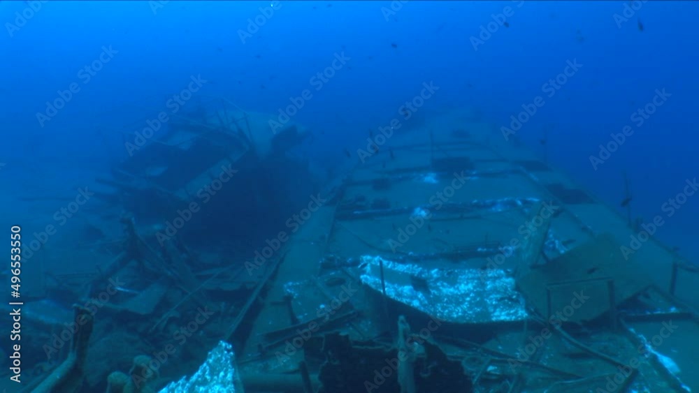 wreck underwater shipwreck on seabed sea floor standing metal on ocean ...