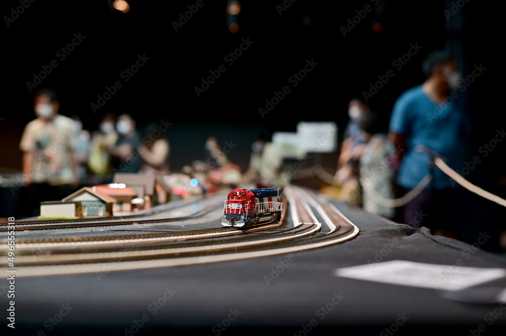 BANGKOK, THAILAND - April 2, 2022 : Model train exhibition at the fair ...