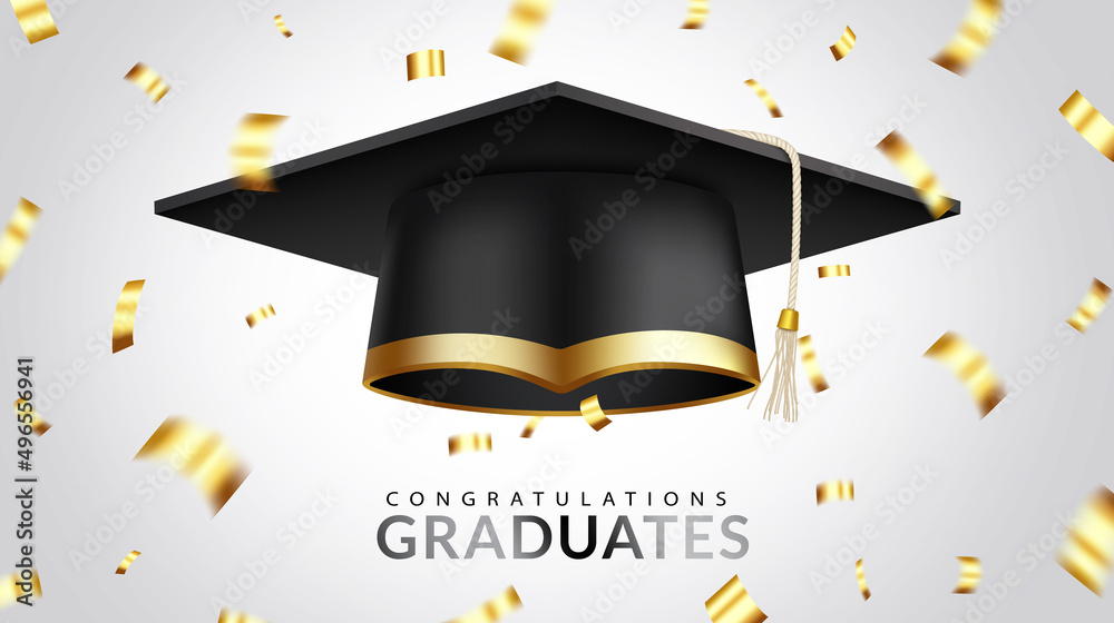Graduation greeting vector design. Congratulations graduates text with ...