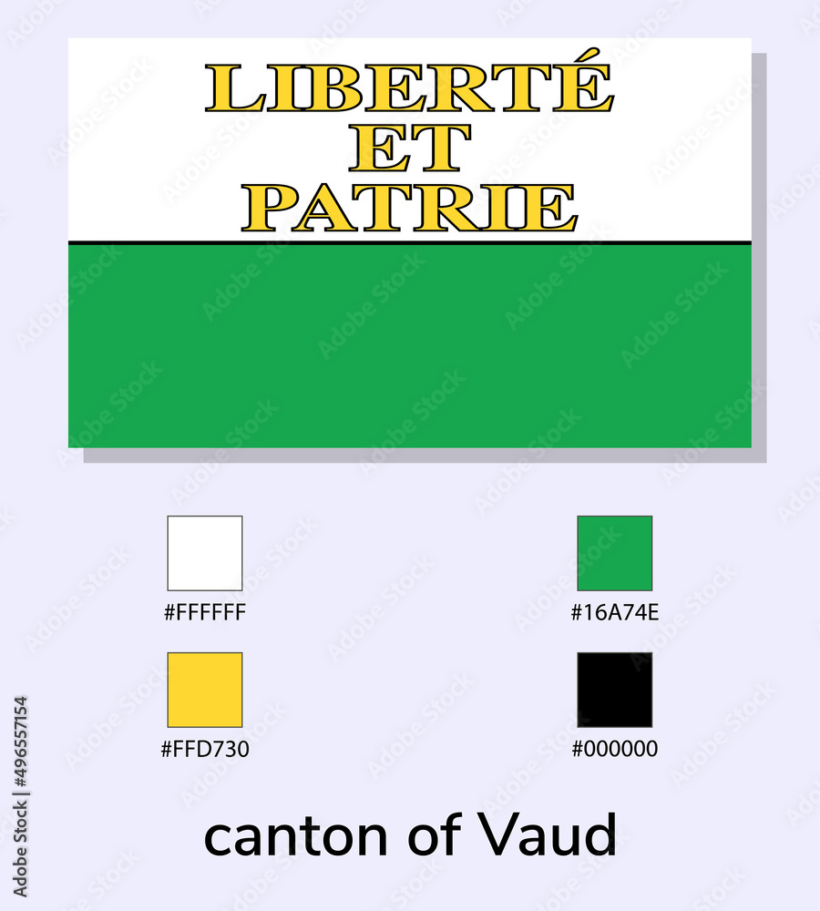 Vector Illustration of canton of Vaud flag isolated on light blue ...