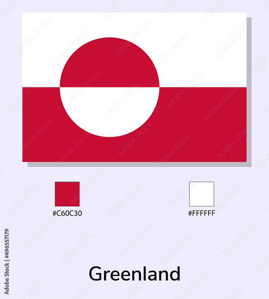 Vector Illustration of Greenland flag isolated on light blue background ...