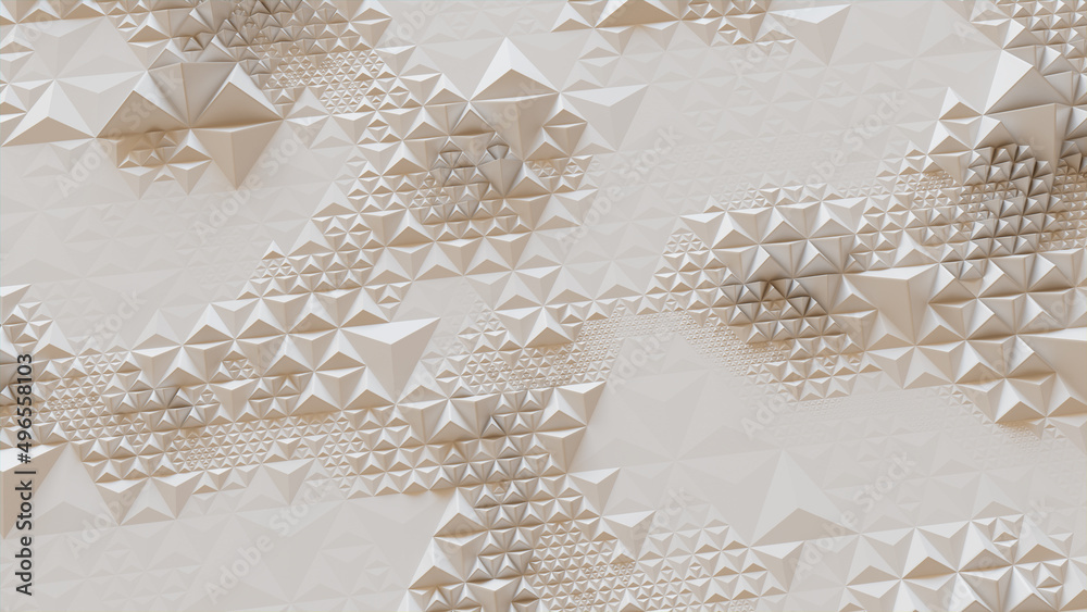 Light High Tech Surface with Triangular Pyramids. White, Geometric 3d ...