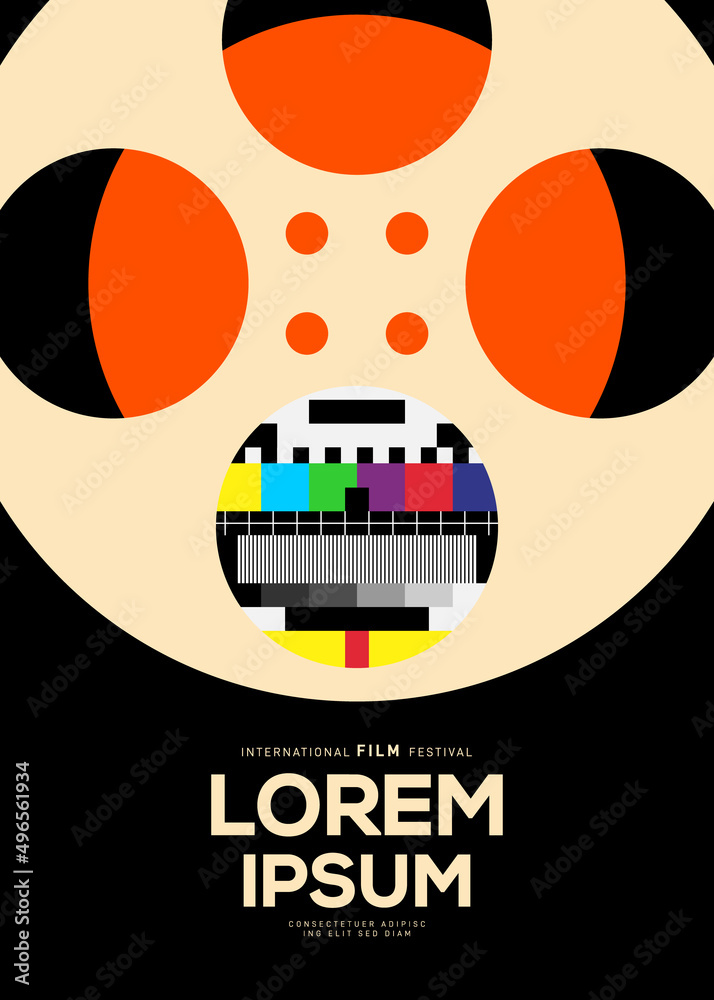 Movie and film poster design template background with film reel Stock ...