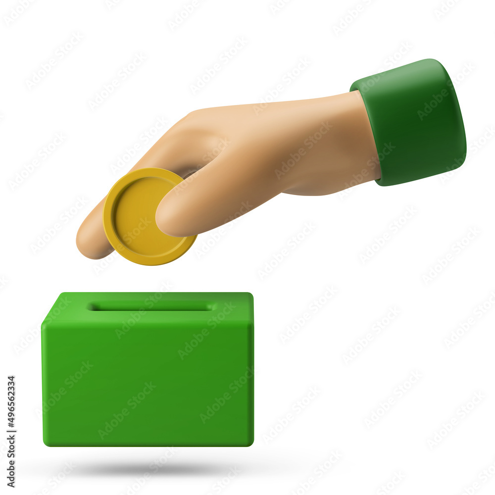 good deed hand giving sadaqah charity with coin money 3d icon ...