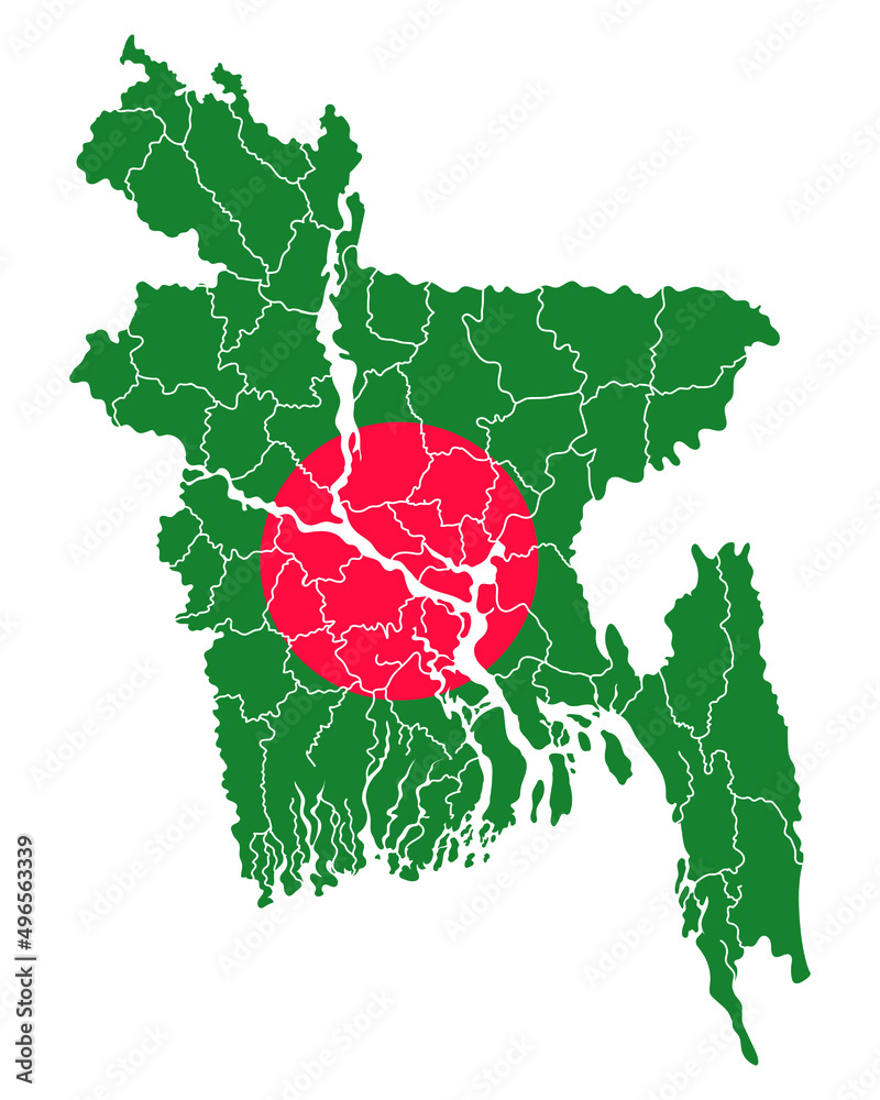 Bangladesh Map Flag Red and Green Stock Vector | Adobe Stock