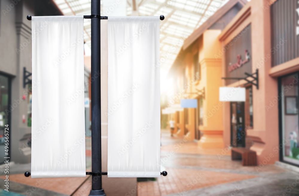 White vinyl banner backdrop for print design presentation. for logo ...