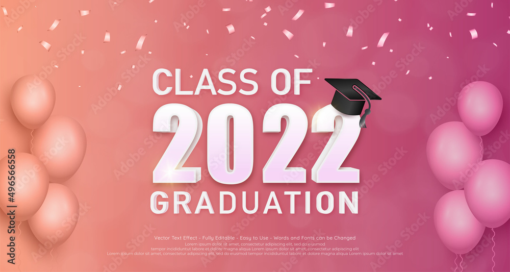 Class of 2022 congratulation graduation with golden balloon template ...