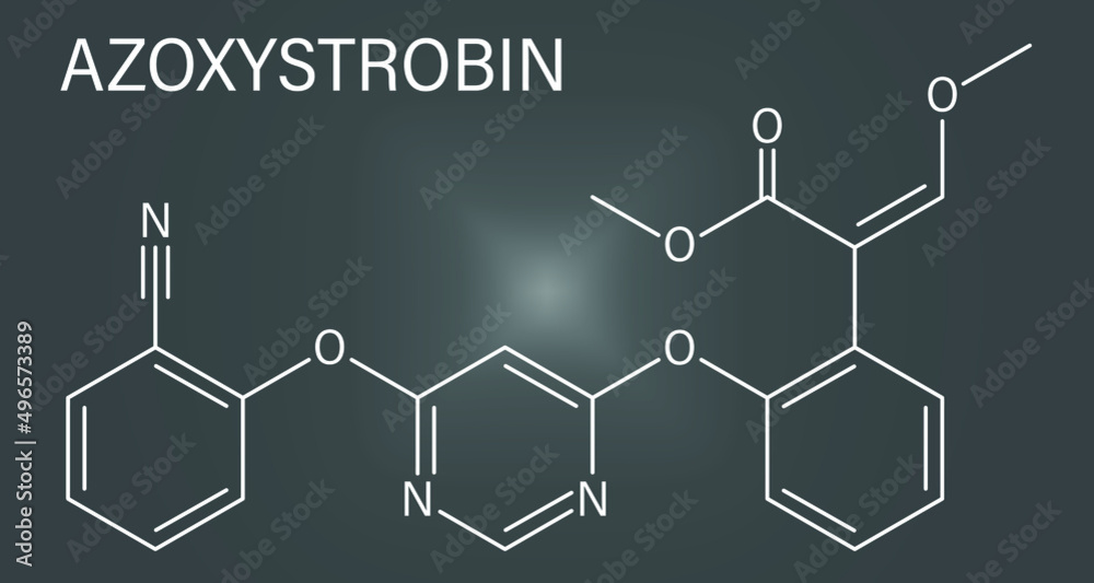 Azoxystrobin fungicide molecule. Skeletal formula. Stock Vector | Adobe ...