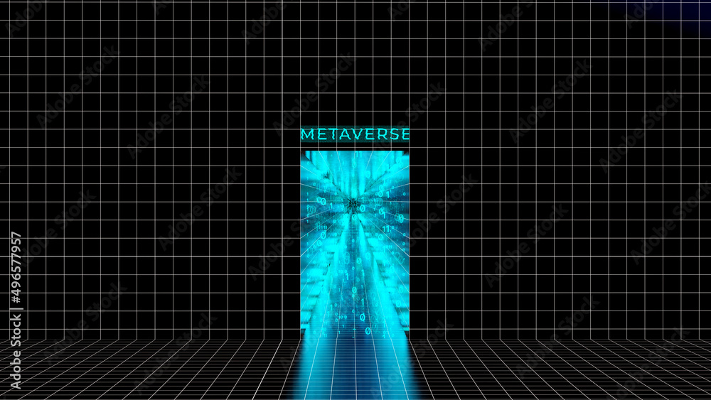 Enter or door to metaverse concept. Metaphor for entering metaverse ...
