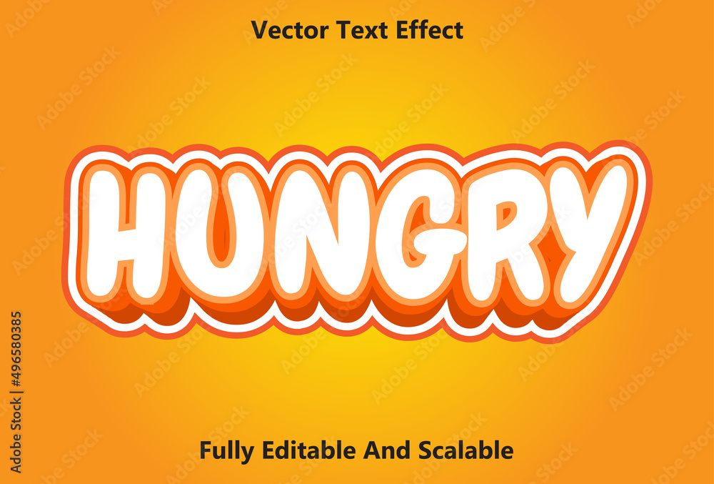 hungry text effect with orange color editable. Stock Vector | Adobe Stock