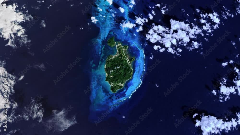 Island in Caribbean sea aerial satellite view from sky, Isla de la ...