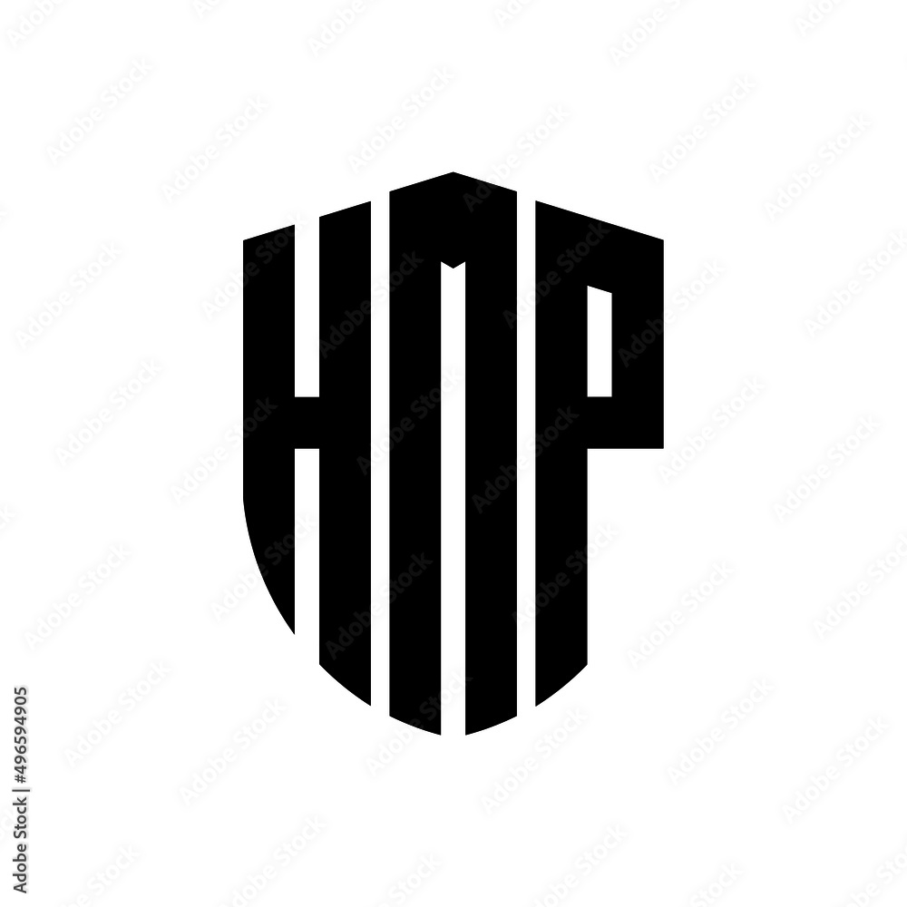 HMP letter logo design. HMP modern letter logo with black background ...