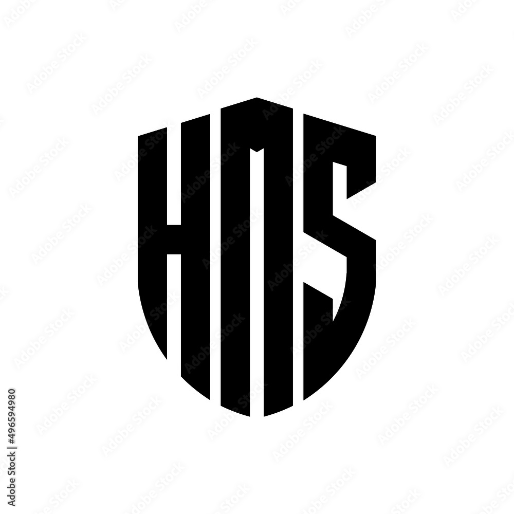 HMS letter logo design. HMS modern letter logo with black background ...