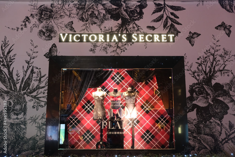 Shanghai,China-Jan.3rd 2022: facade of Victoria's Secret store window ...