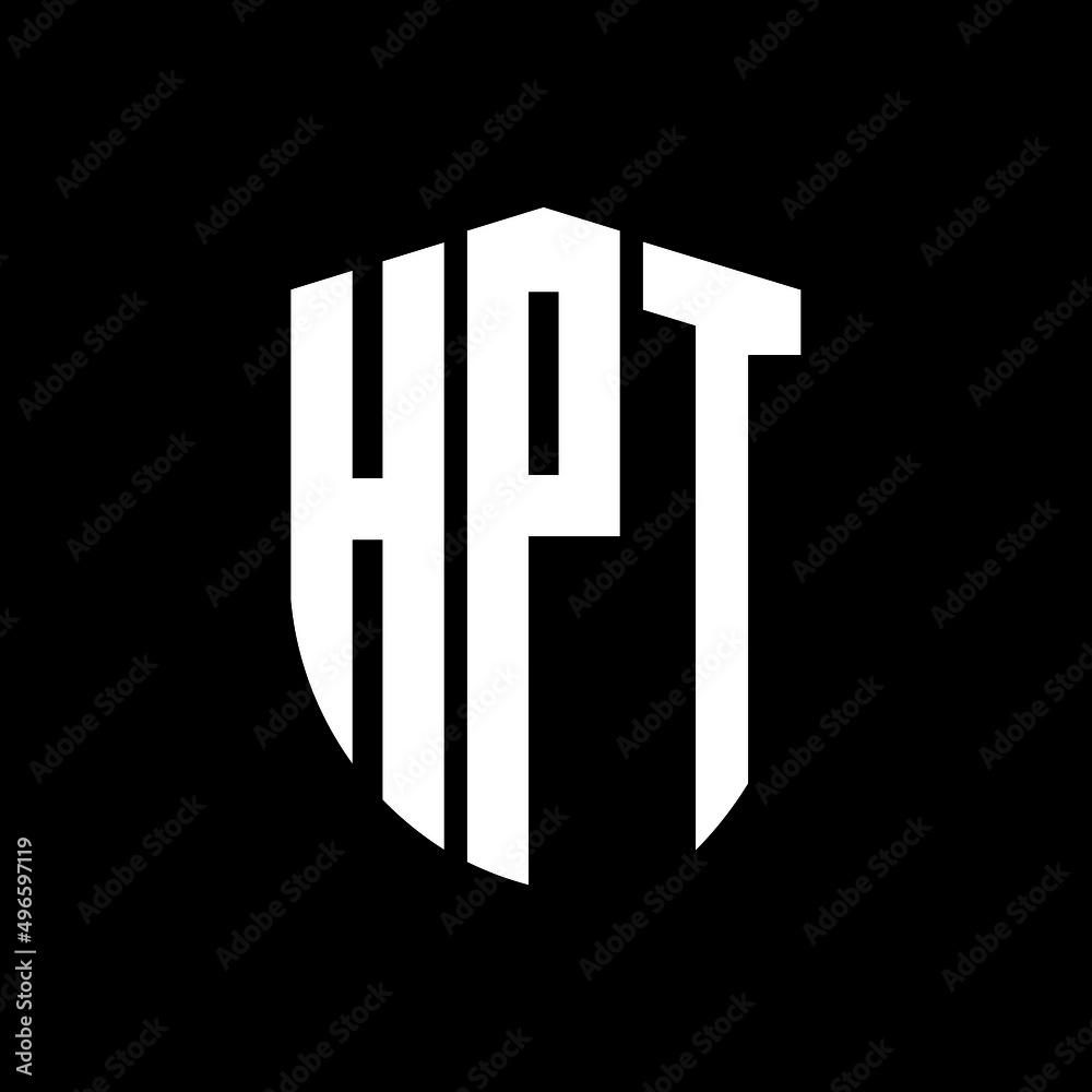 HPT letter logo design. HPT modern letter logo with black background ...