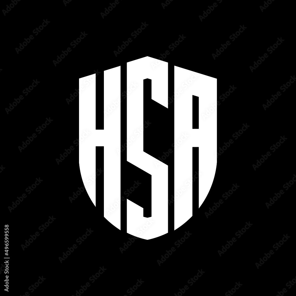 HSA letter logo design. HSA modern letter logo with black background ...