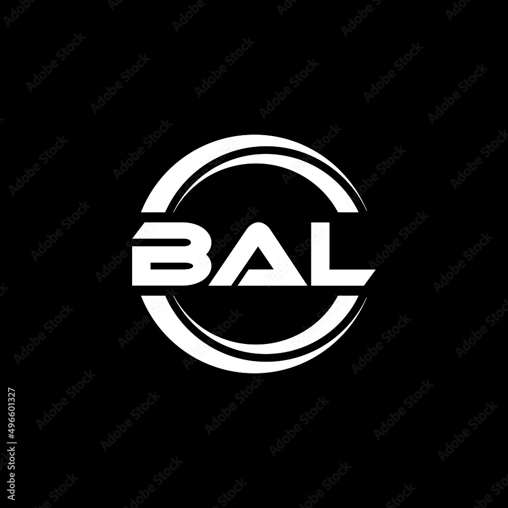 Vetor do Stock: BAL letter logo design with black background in ...
