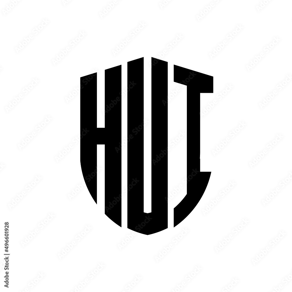 HUI letter logo design. HUI modern letter logo with black background ...
